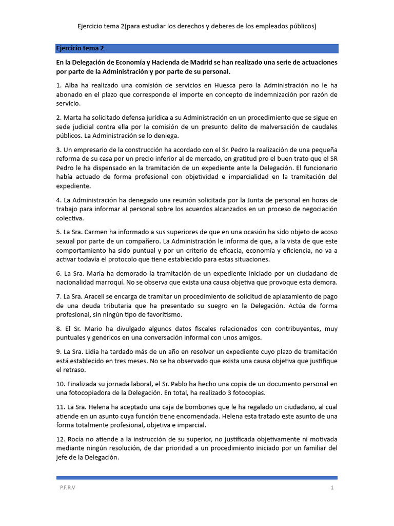 Derechos y Deberes (I) Ejercicio | PDF