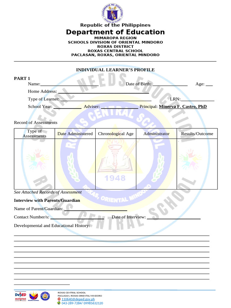 Annex 1 Individual Learners Profile | PDF