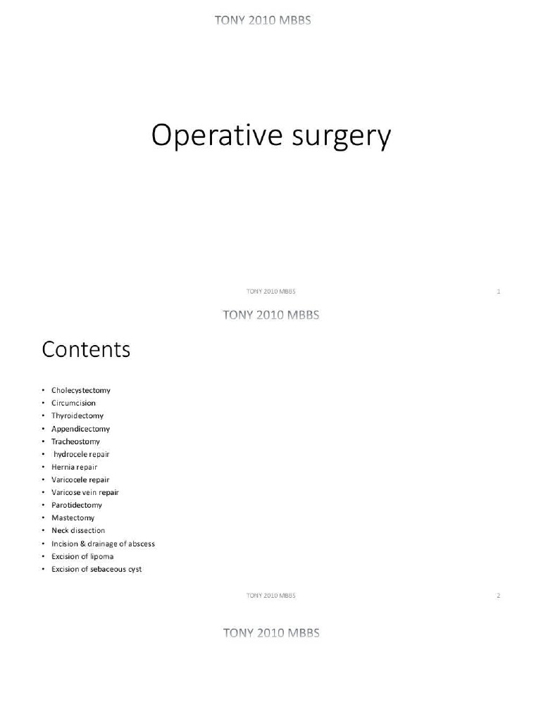 Operative Surgery Practicals | PDF