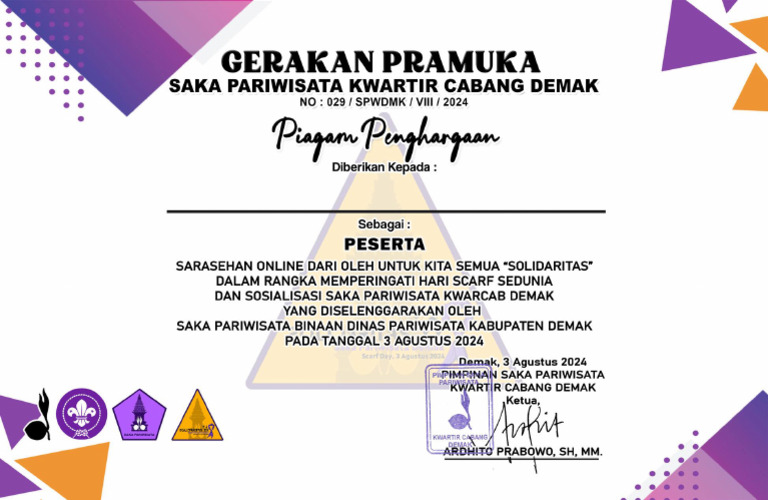 Piagam Pramuka 2024 - Hari Scraf | PDF