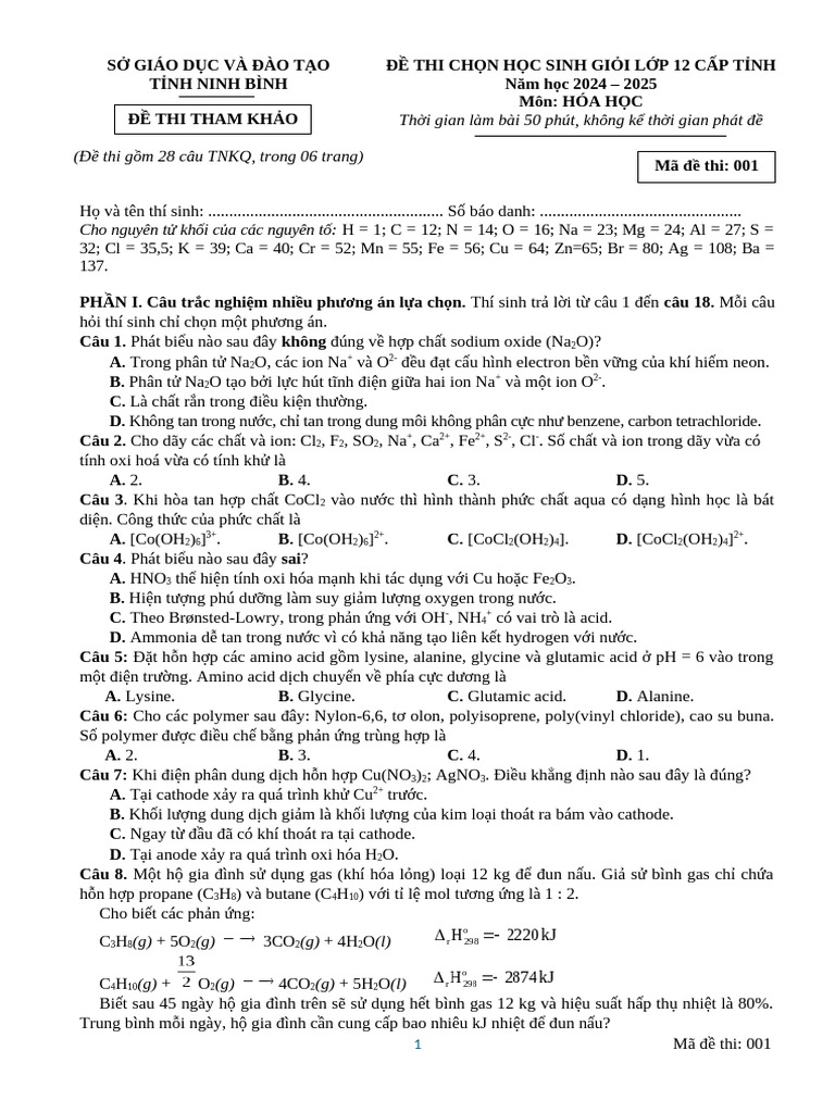 HSG Ninh Bình (Tháng 8) | PDF