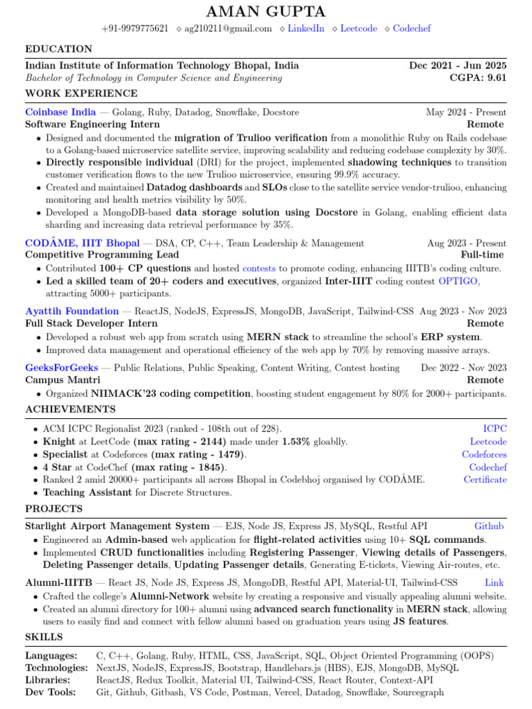 Aman Gupta RESUME PDF | PDF