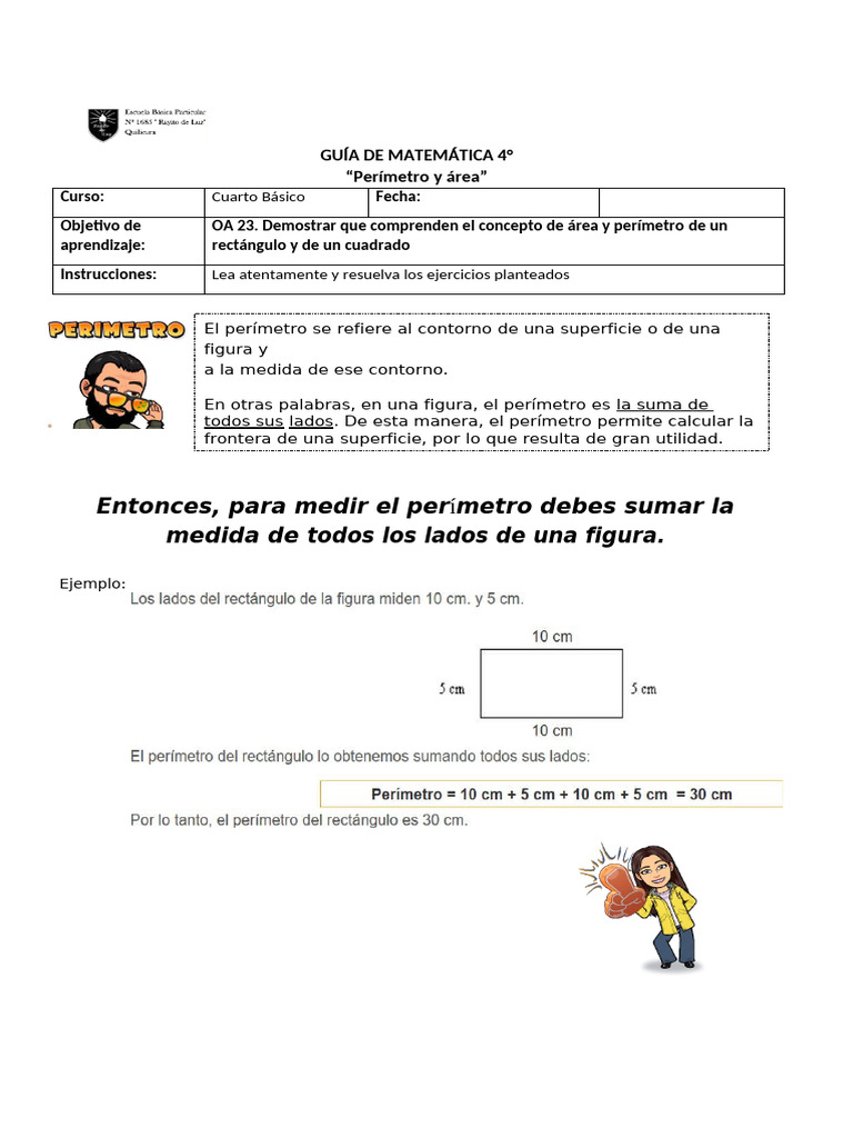 Guia Area y Perimetro 4° | PDF