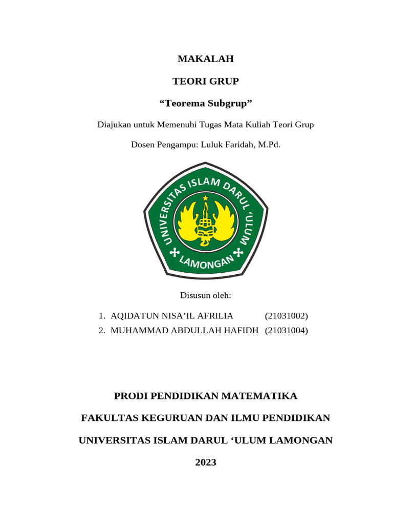Makalah Teori Grup K-5 | PDF