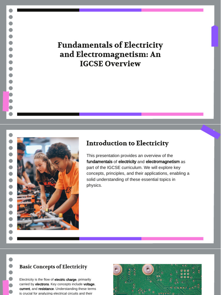 Slidesgo Fundamentals of Electricity and Electromagnetism An Igcse Overview 20240930063944Qmd5 | PDF