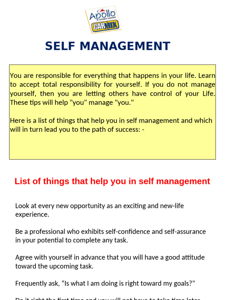 Self Management | PDF