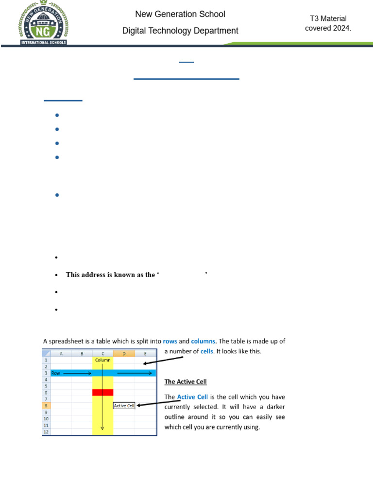 Y6 Digital Tech: Cell References & HTML | PDF