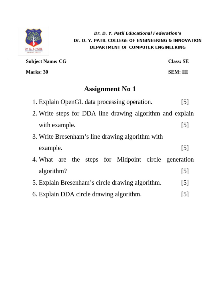 Assignment No 1 - CG - Comp | PDF