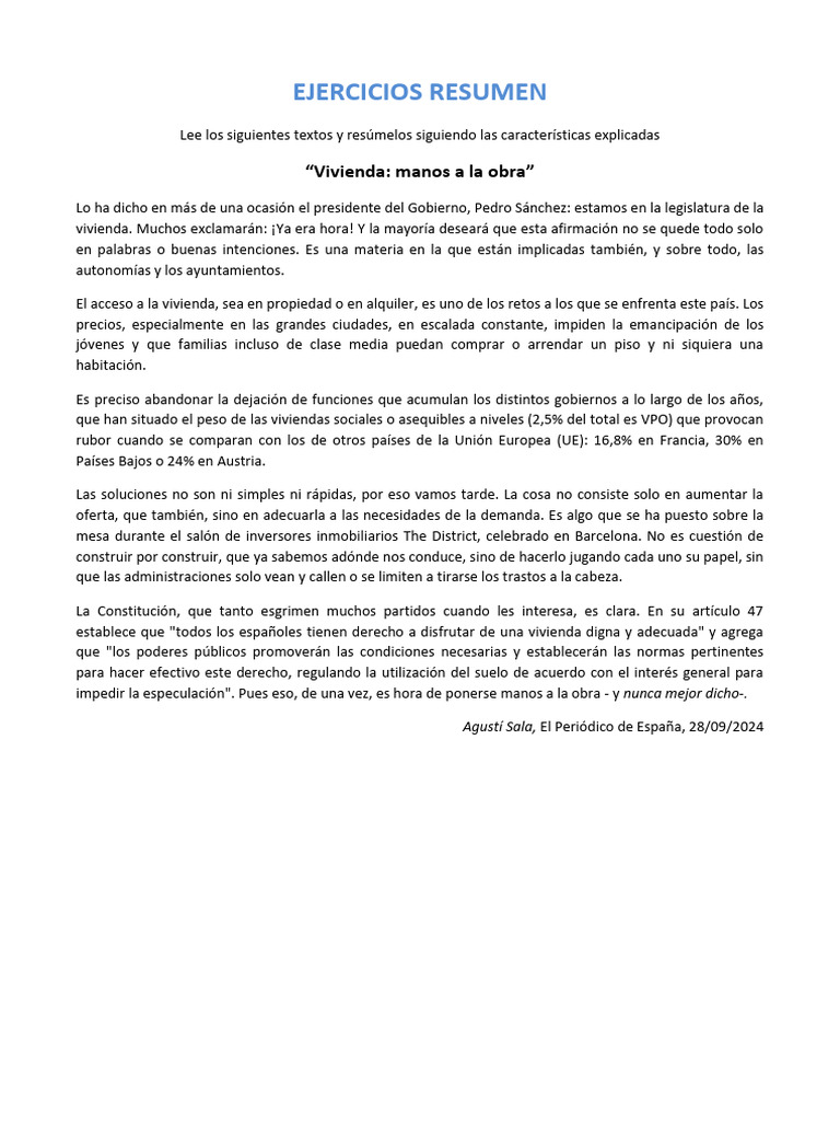 Ejercicios Resumen | PDF