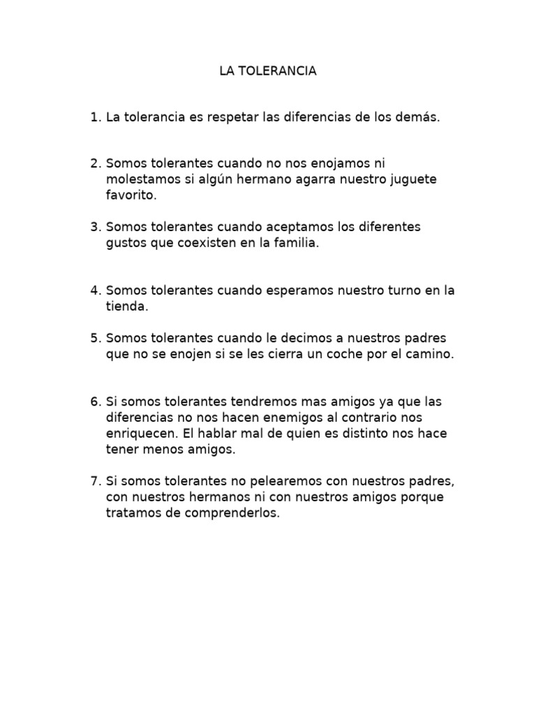 La Tolerancia | PDF