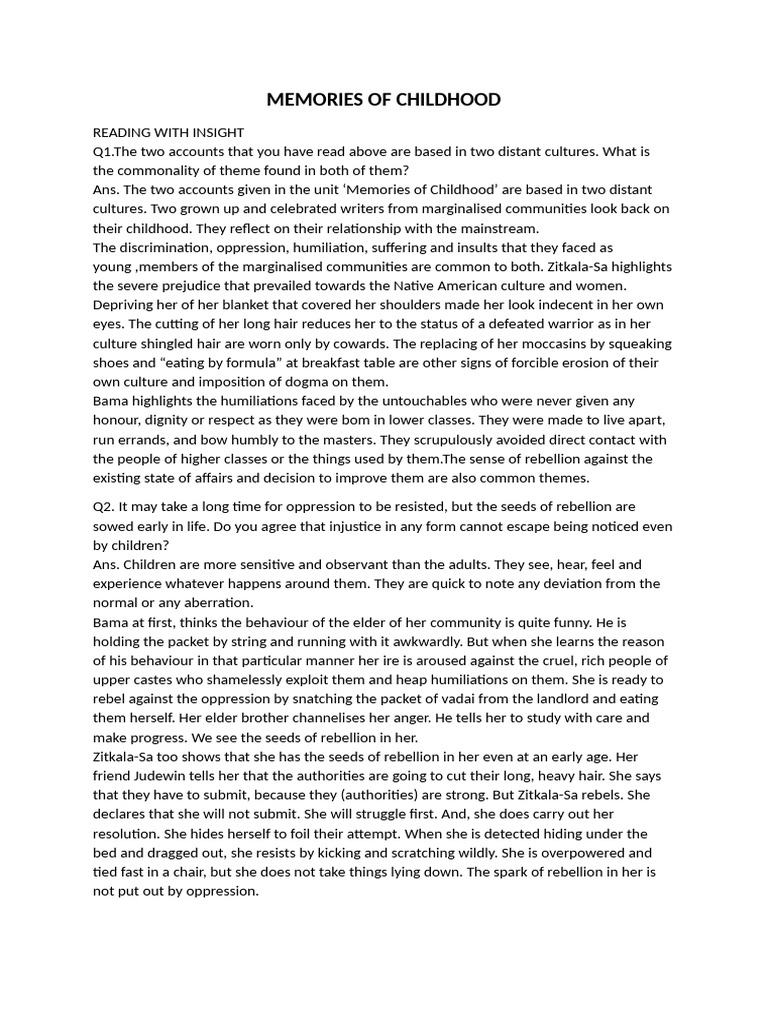 Memories of Child | PDF