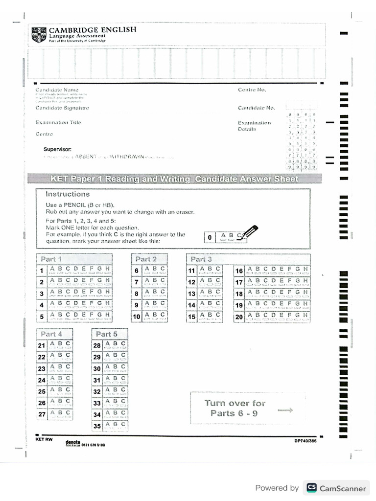 Hoja de Respuestas Ket | PDF