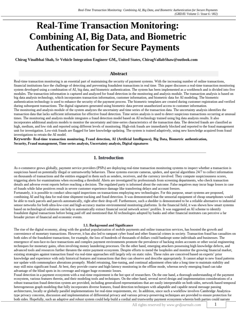 Secure Payments with AI & Biometrics | PDF | Biometrics | Artificial ...