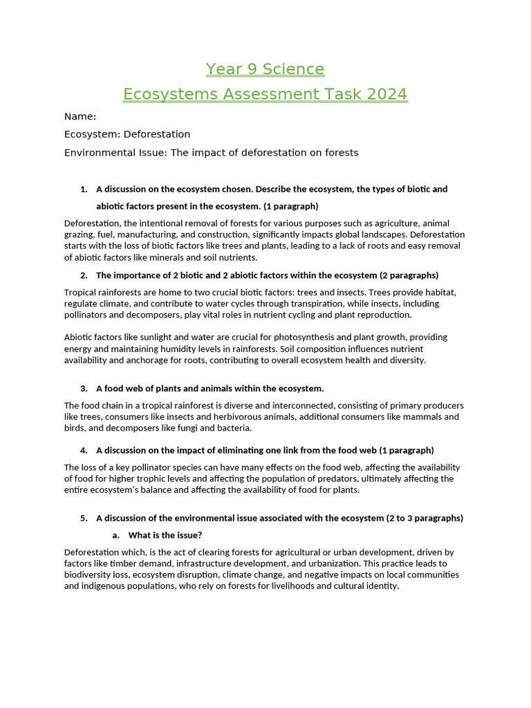 Year 9 Science Assesment - Final - Completed | PDF
