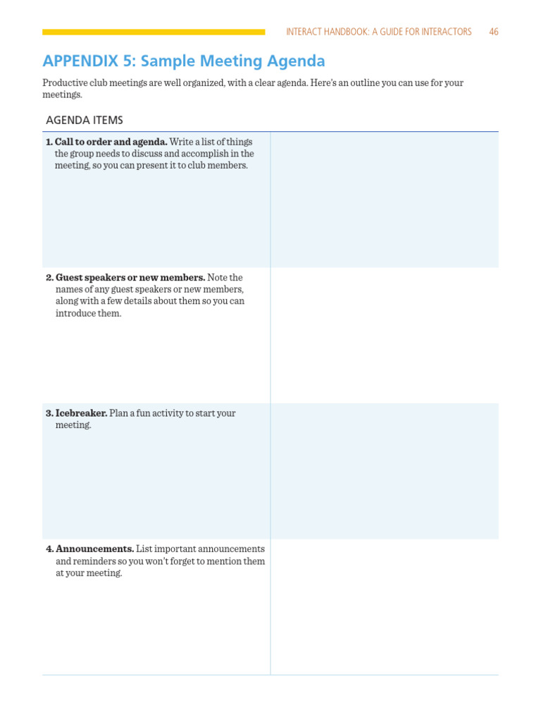 Interact Club Meeting Agenda Template | PDF