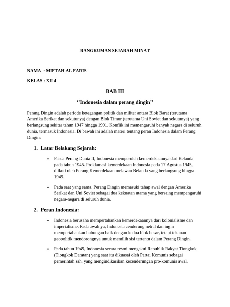 Rangkuman Sejarah Miftah Al Faris | PDF