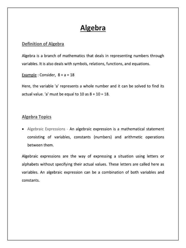 Algebra | PDF