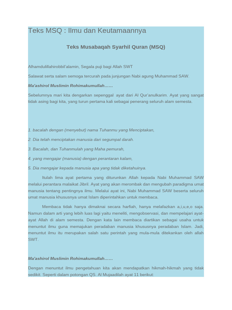MSQ 1 | PDF