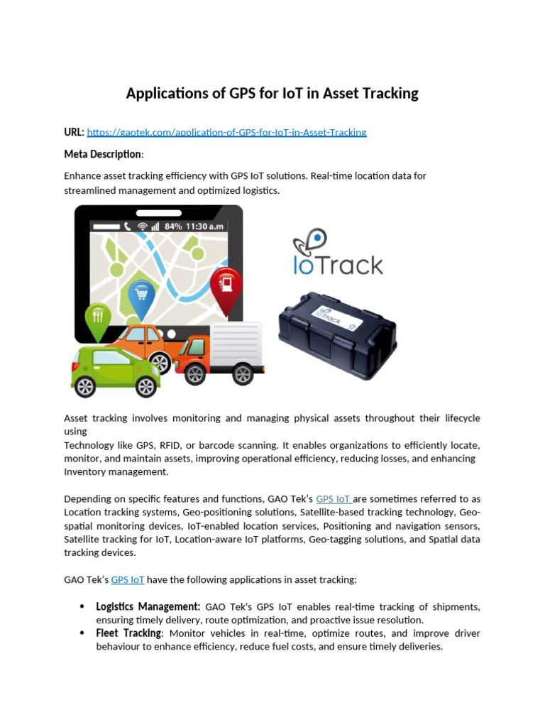 3.6 Applications of GPS For IoT in Asset Tracking | PDF