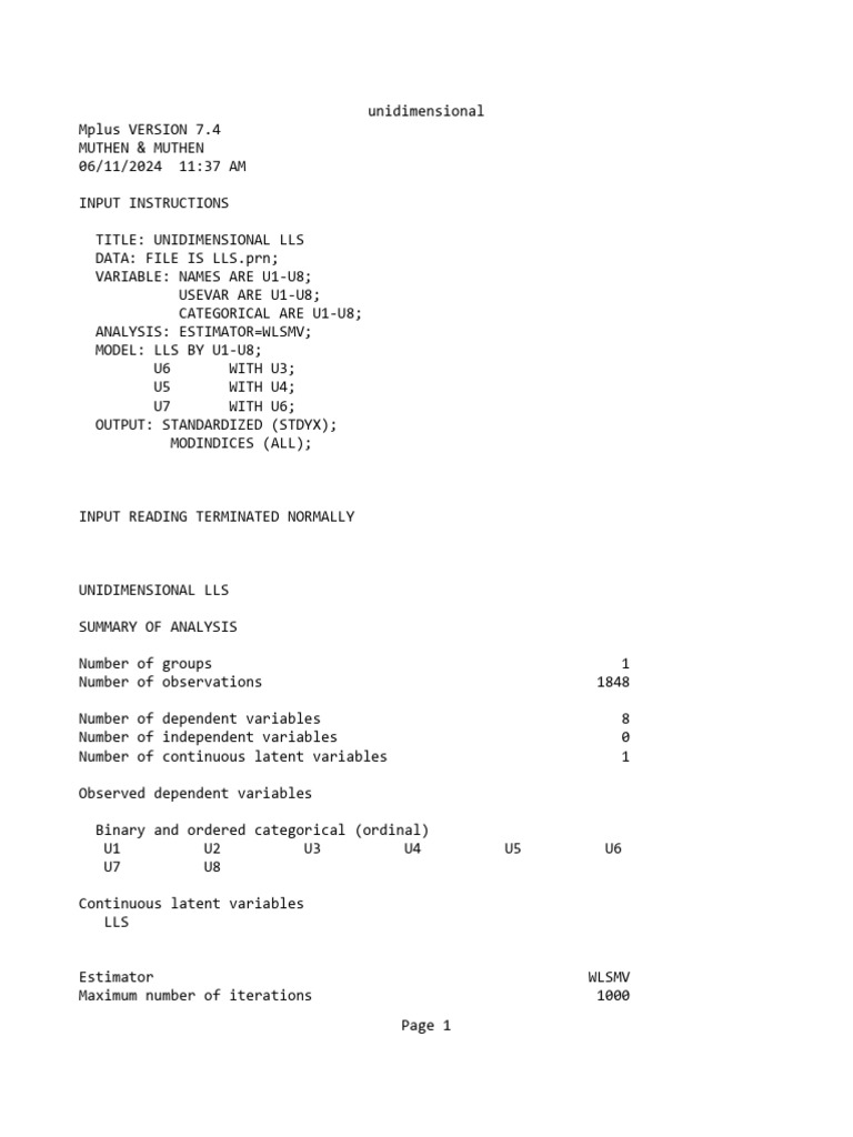 Output Mplus Item Kelompok | PDF