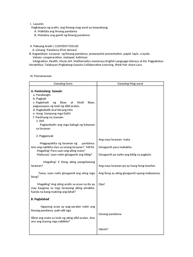 Pandama Detailed Lesson Plan | PDF