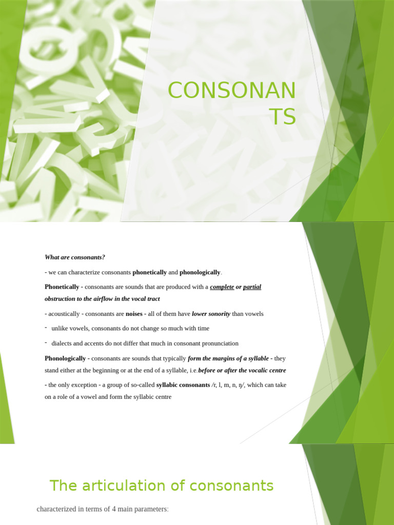 Consonants, Lecture No.5 | PDF