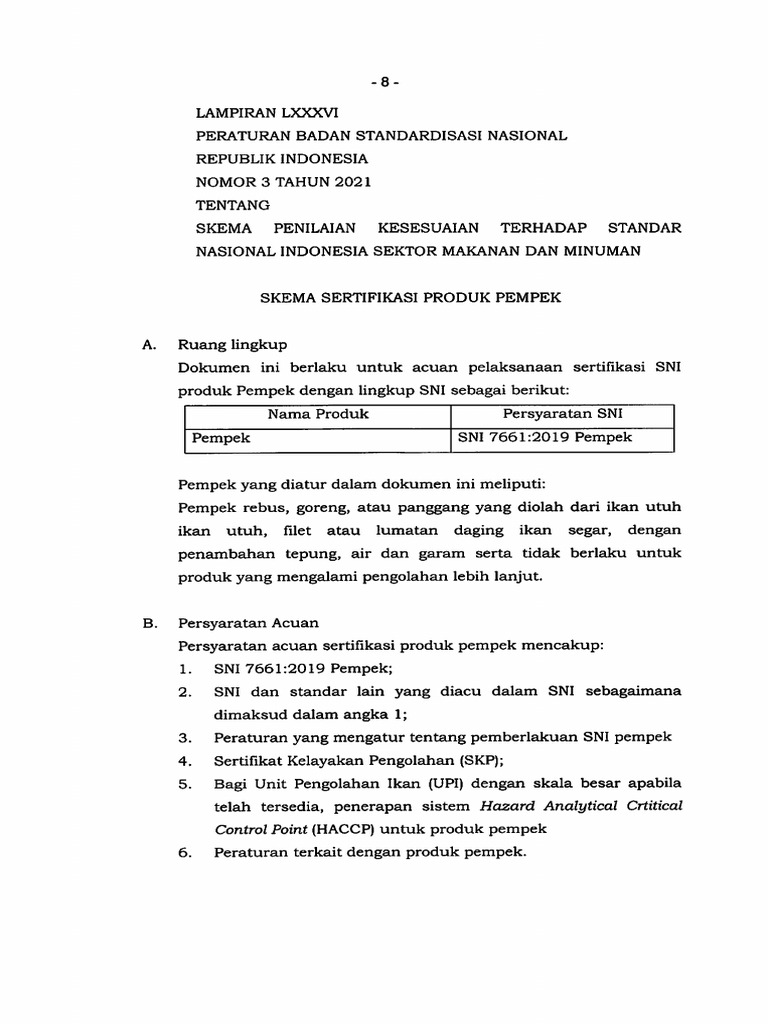 PBSN 3-2021 Lampiran Lxxxvi Skema Pempek | PDF