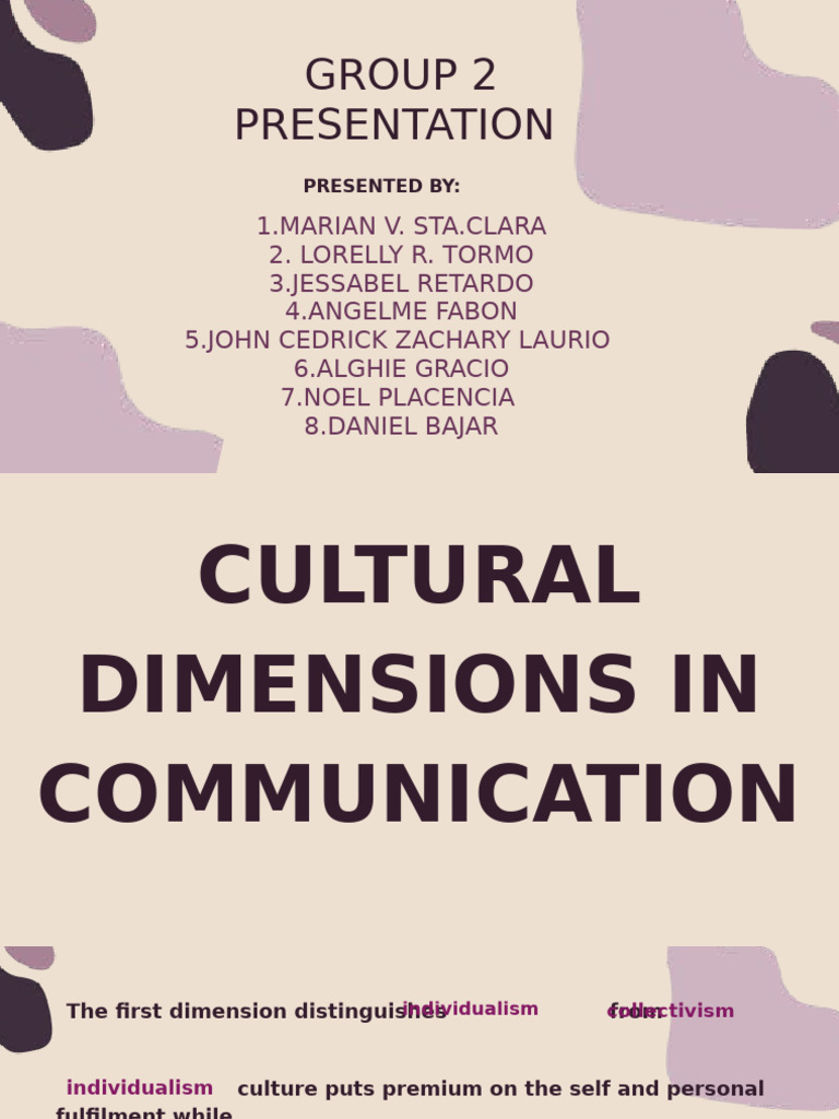 Cultural Dimensions in Communication | PDF | Social Psychology ...
