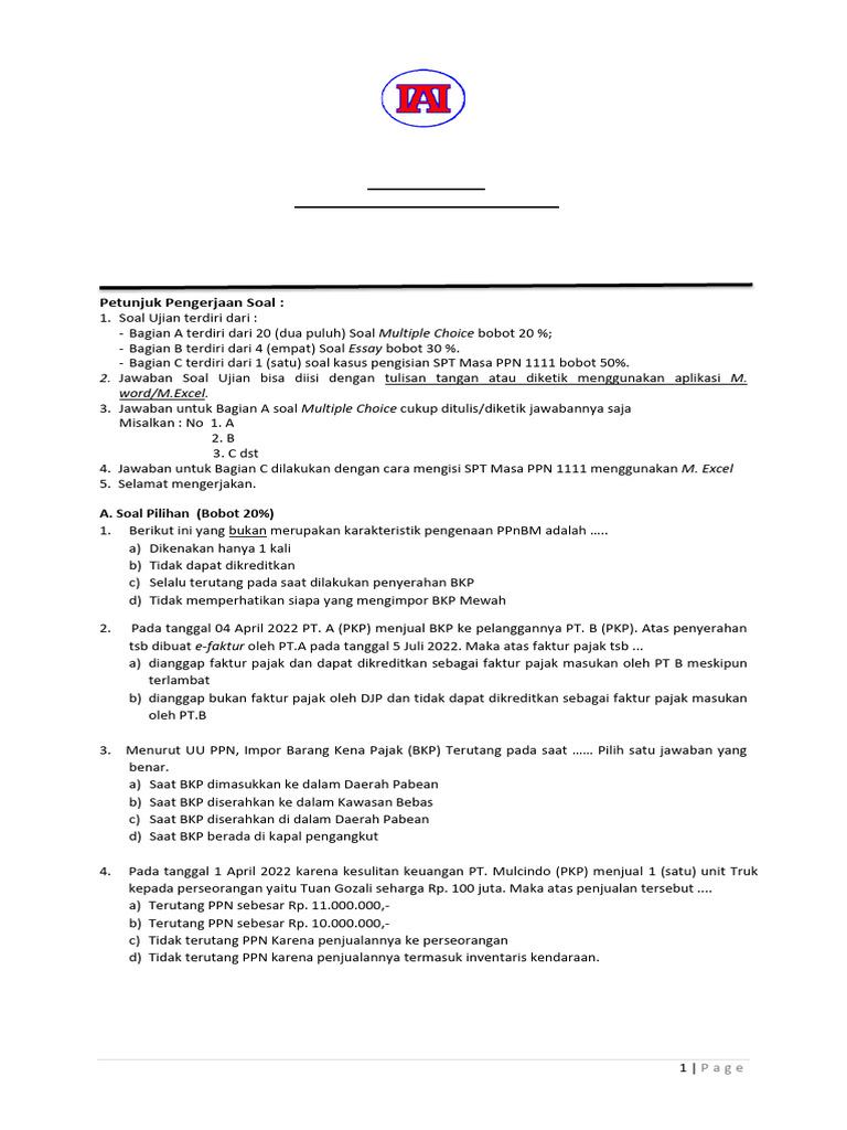 Soal Ujian PPN B - Angk 175 | PDF