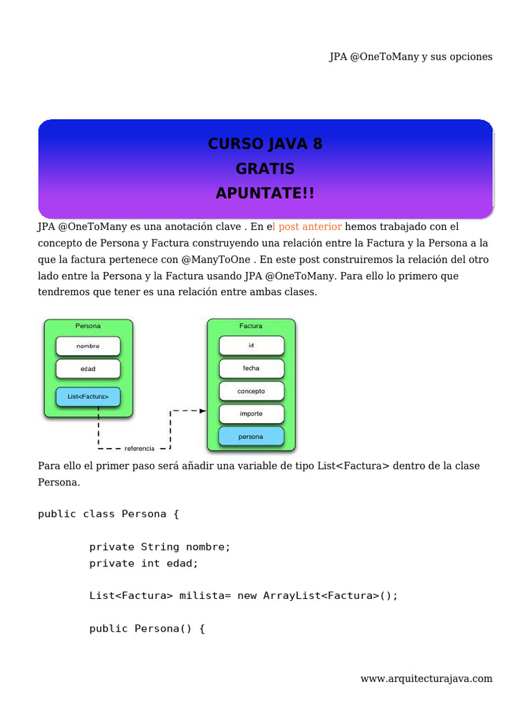 JPA @OneToMany y Sus Opciones | PDF