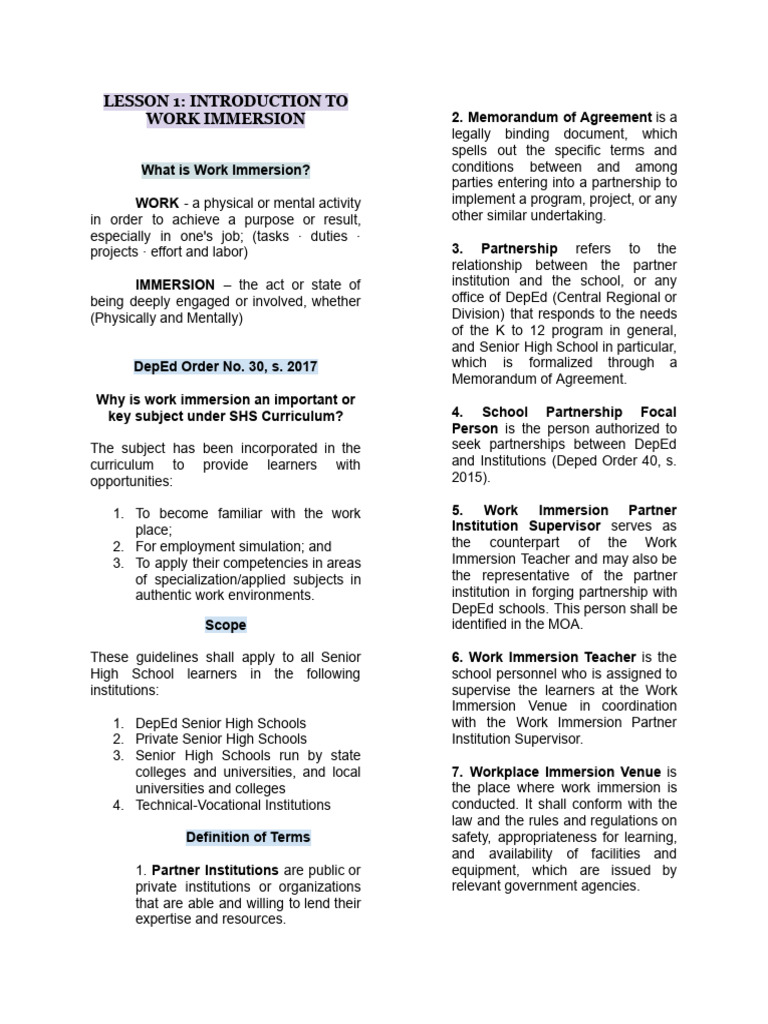 Work Immersion | PDF