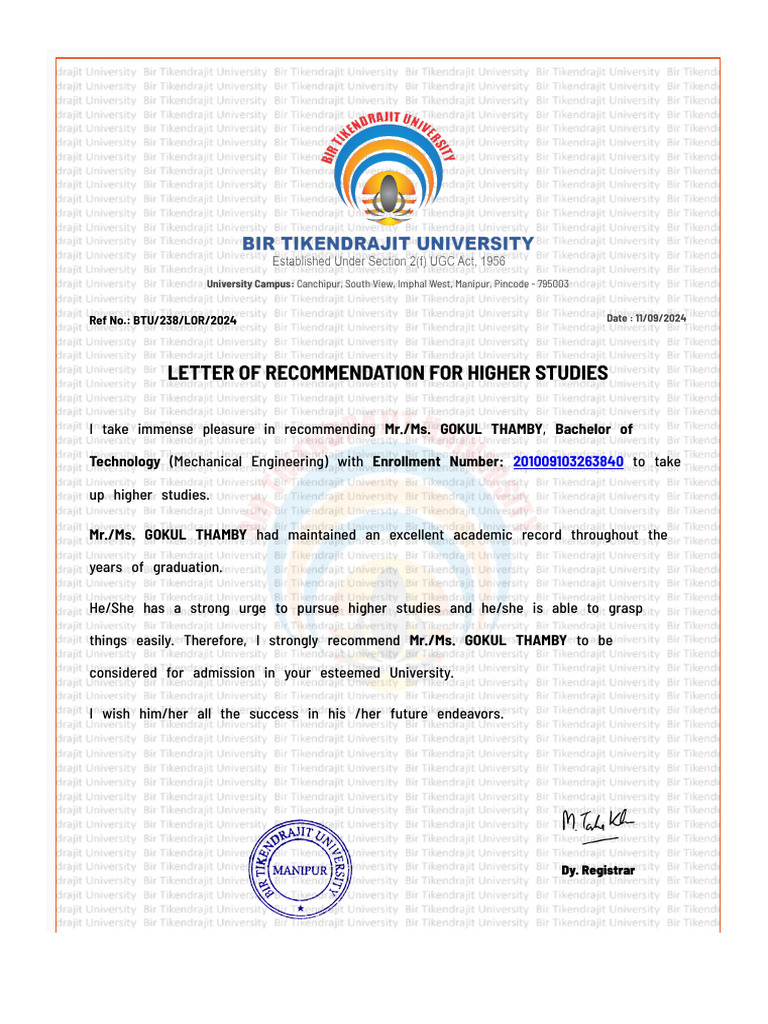 Letter of Recommendation 1 | PDF