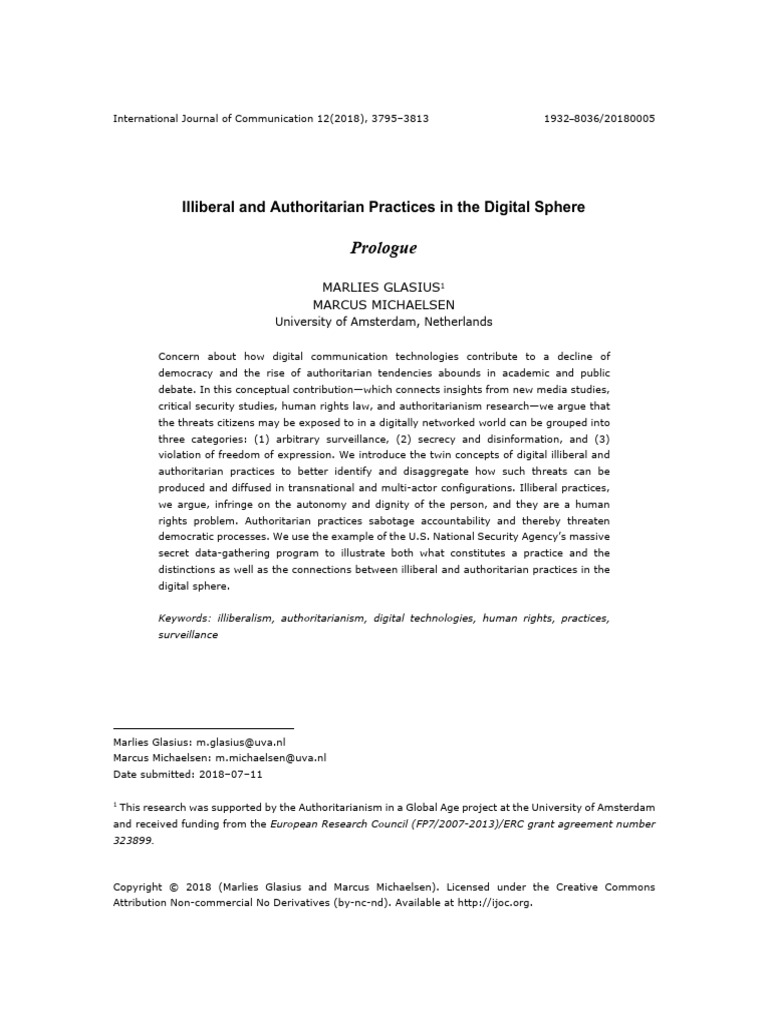 Liberal And Authoritarian Practices In Digital Sphere Pdf