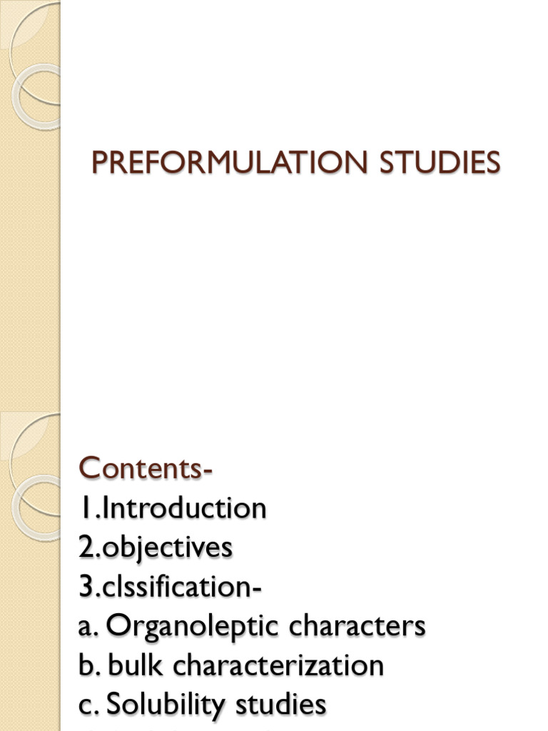 Unit 1 Preformulation Studies | PDF