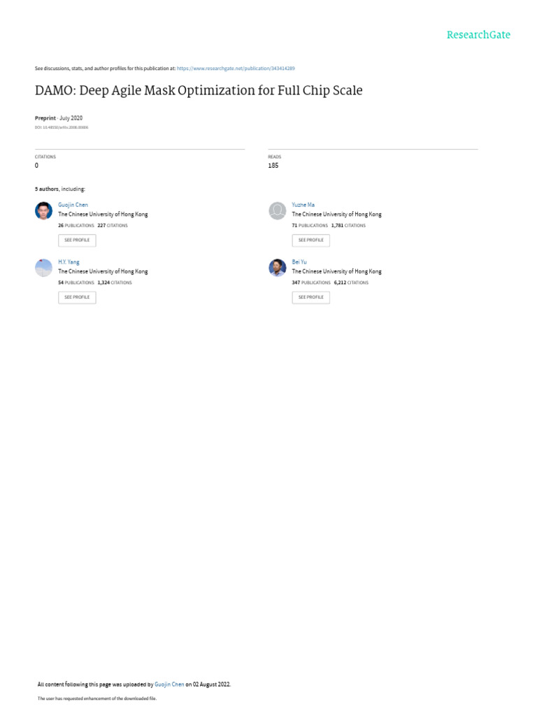 DAMO Deep Agile Mask Optimization For Full Chip SC | PDF