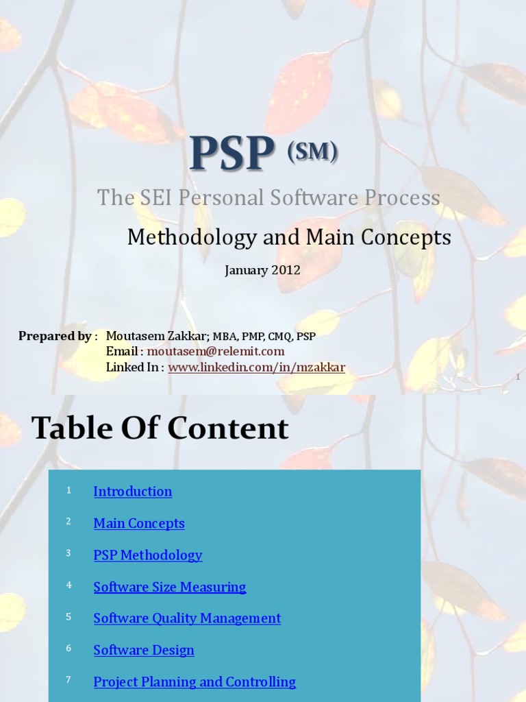 PSP Methodology, Main Concepts, and Certification Exam Guidelines | PDF ...