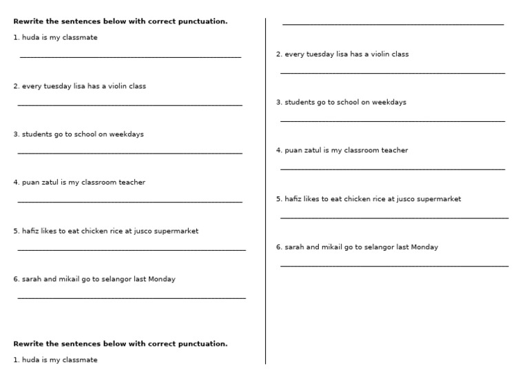 Rewrite The Sentences Below With Correct Punctuation | PDF