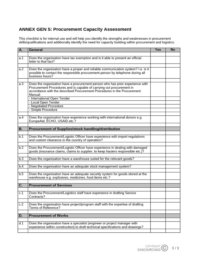 Procurement Capacity Assessment Pdf Career And Growth Business
