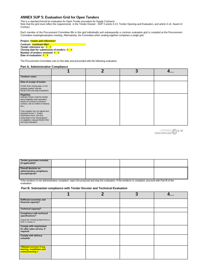Evaluation Grid Open Tender | PDF | Business