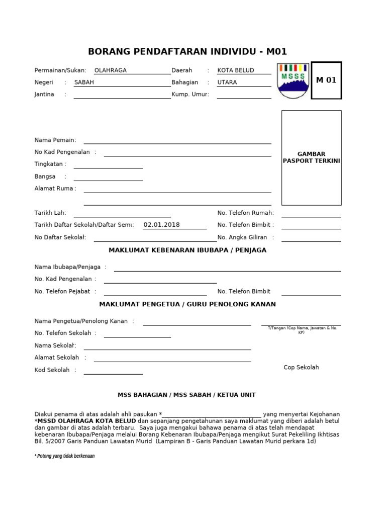 Borang M01 & R01 | PDF