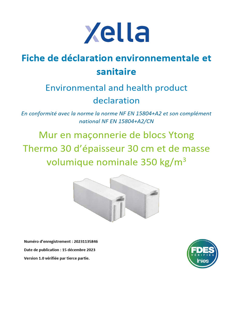 Xella FDES Ytong Thermo30 VF | PDF