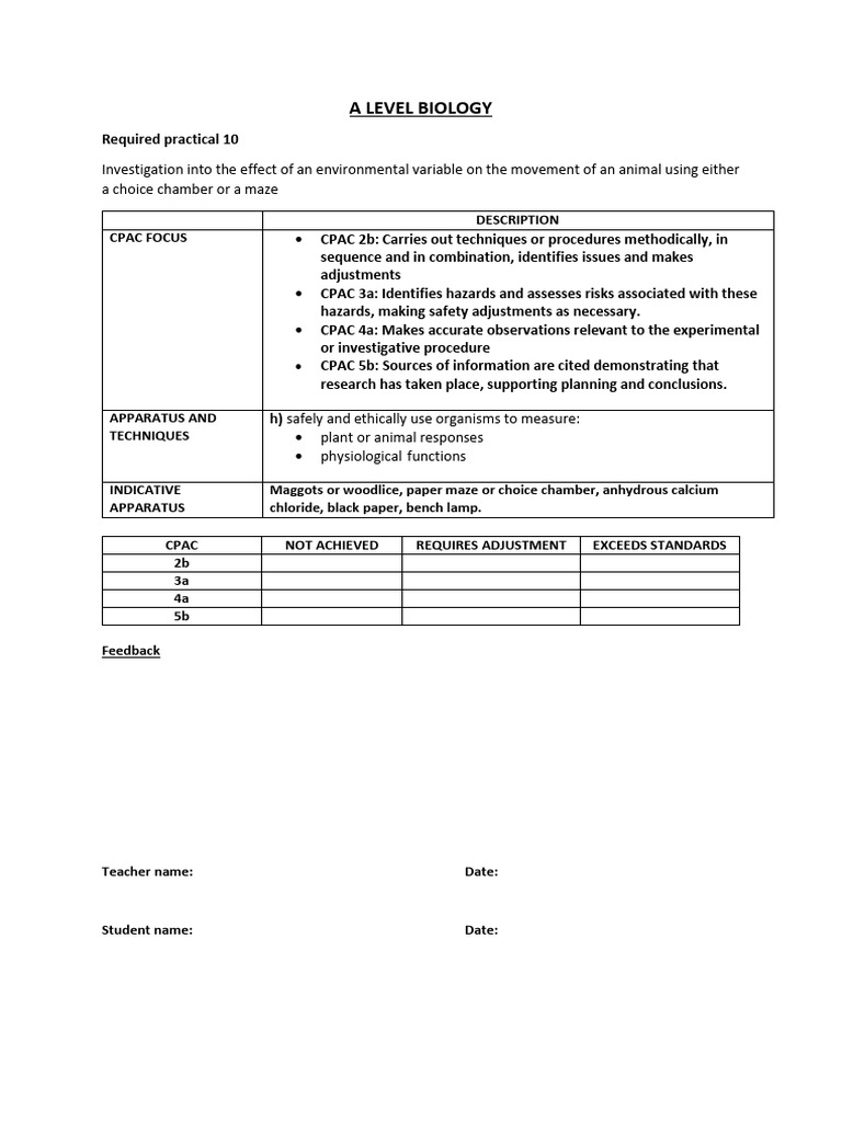 CPAC Required Practical 10 | PDF