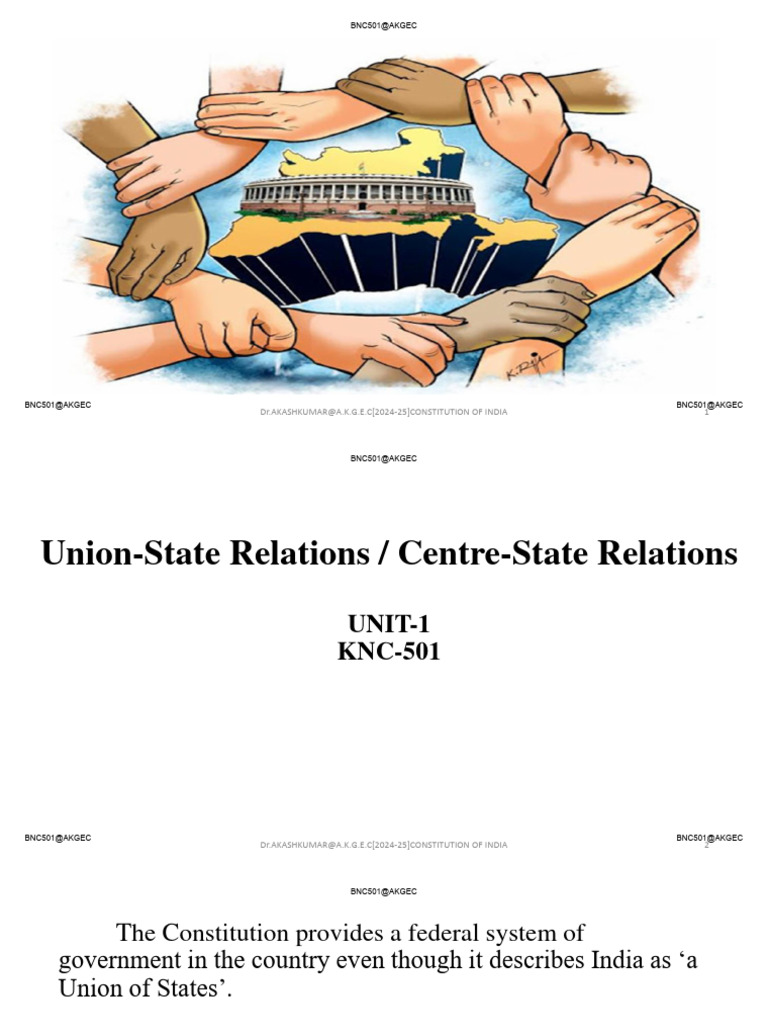 UNIT-1 Centre - State Relations | PDF
