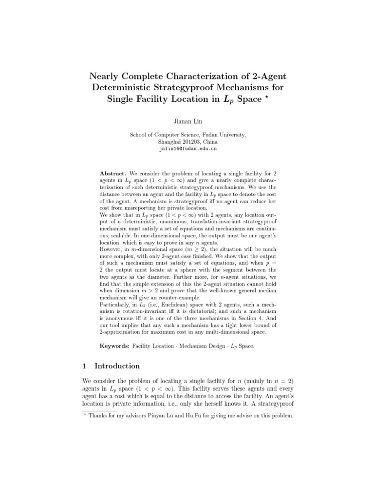 Nearly Complete Characterization of 2-Agent Deterministic Strategyproof Mechanisms For Single ...