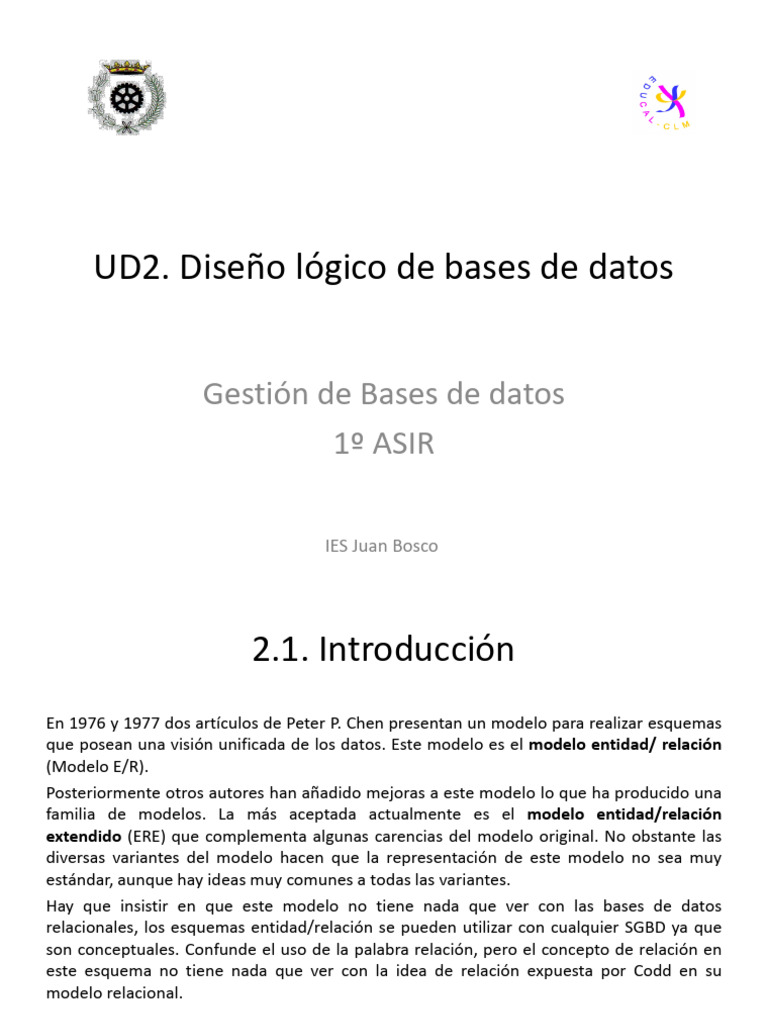 U.D. 2. Diseño Lógico de Bases de Datos (I) | PDF