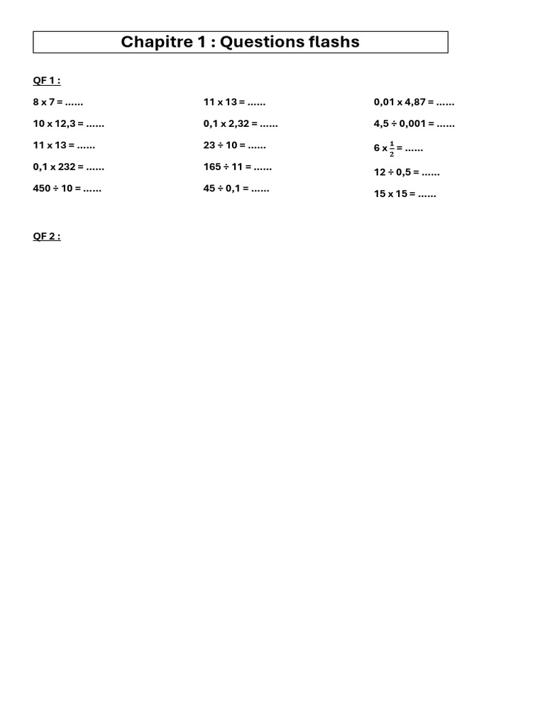 Chapitre 1: Questions Flashs | PDF