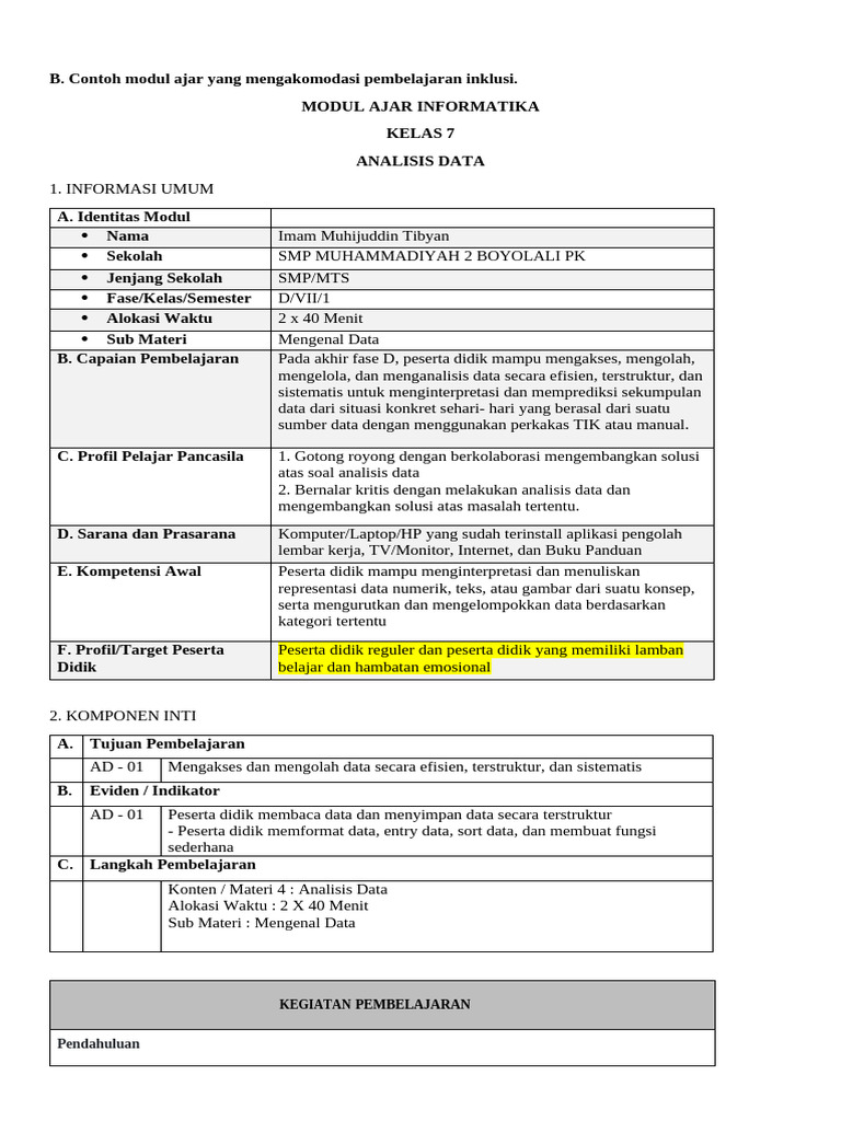 MODUL AJAR INFORMATIKA Lampiran | PDF