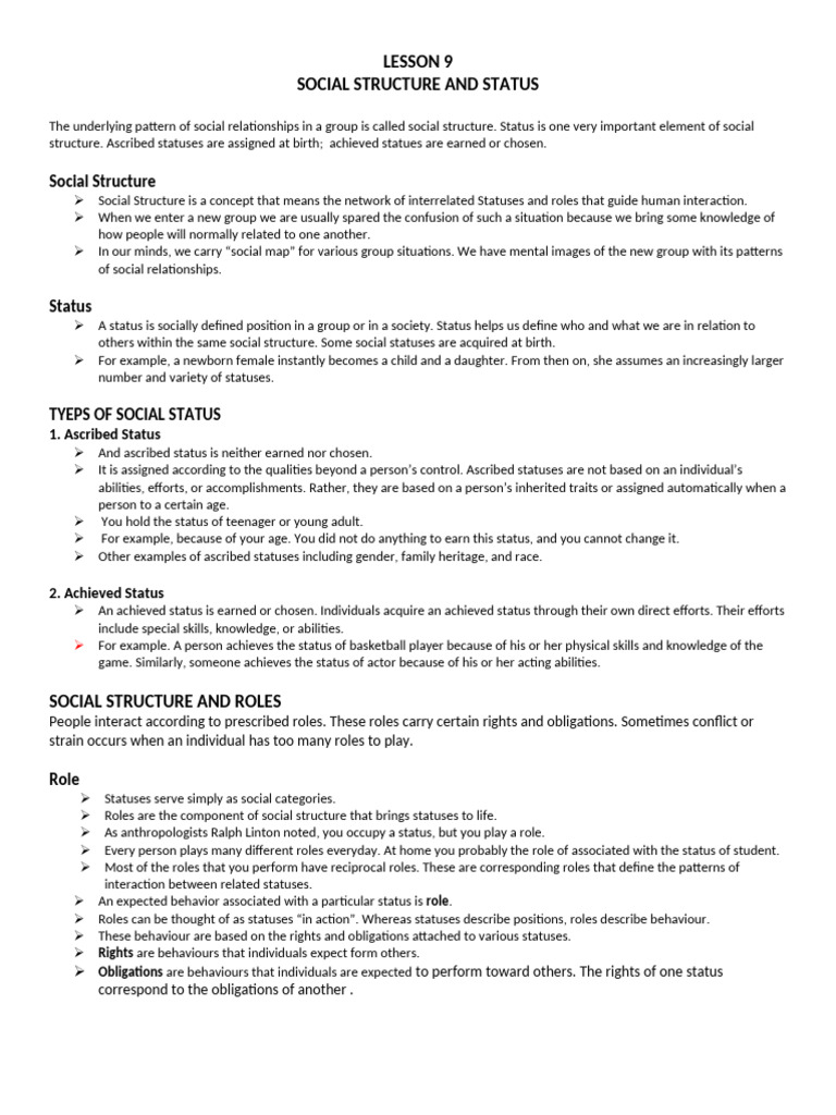 Hand Out Lesson 9 | PDF | Society | Behavioural Sciences