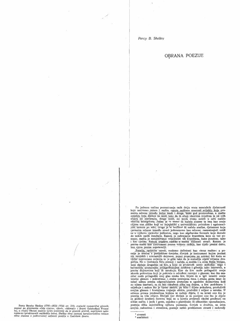Shelley - Obrana Poezije-1 | PDF