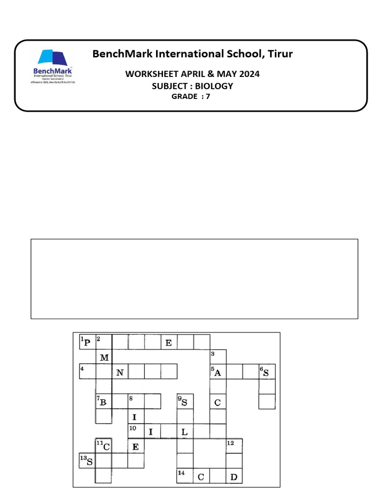 G7 Biology Vacation Worksheet | PDF
